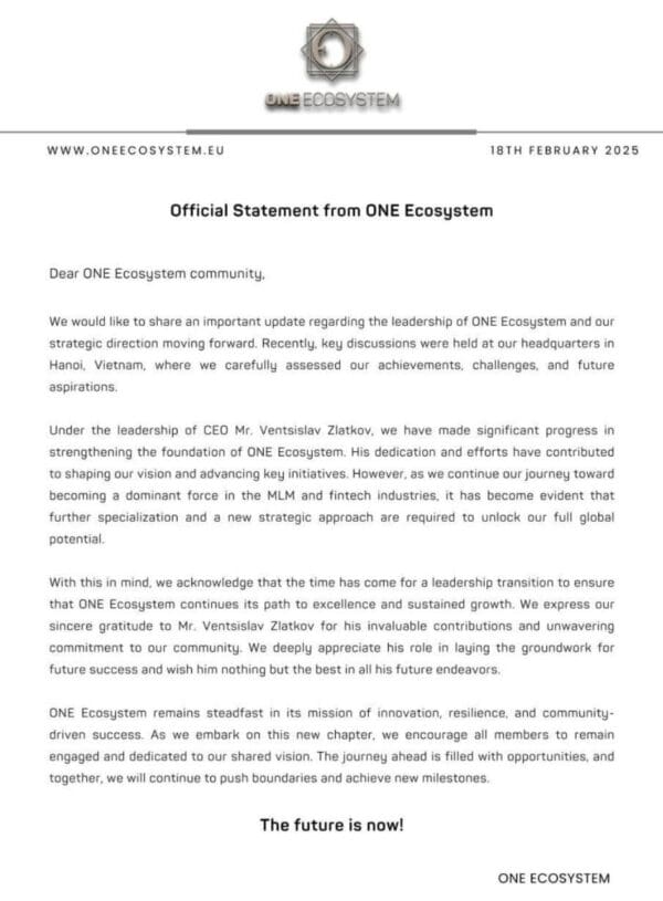ONE ECOSYSTEMの新時代！リーダーシップ交代と戦略的成長への挑戦