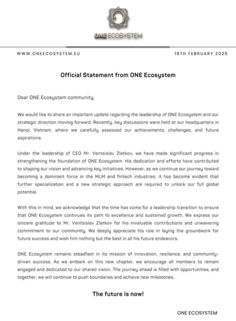 ONE ECOSYSTEMの新時代！リーダーシップ交代と戦略的成長への挑戦